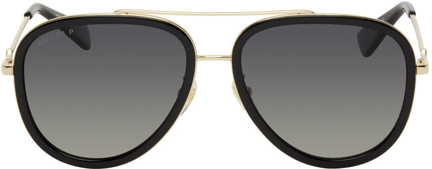 Gucci Gold & Black Aviator Sunglasses Gucci