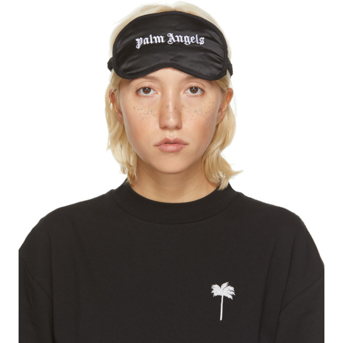 Palm Angels Black Silk Sleep Eye Mask Palm Angels