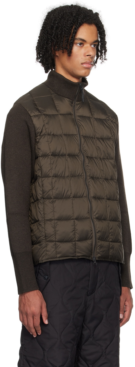 TAION Brown Paneled Down Jacket Taion Extra
