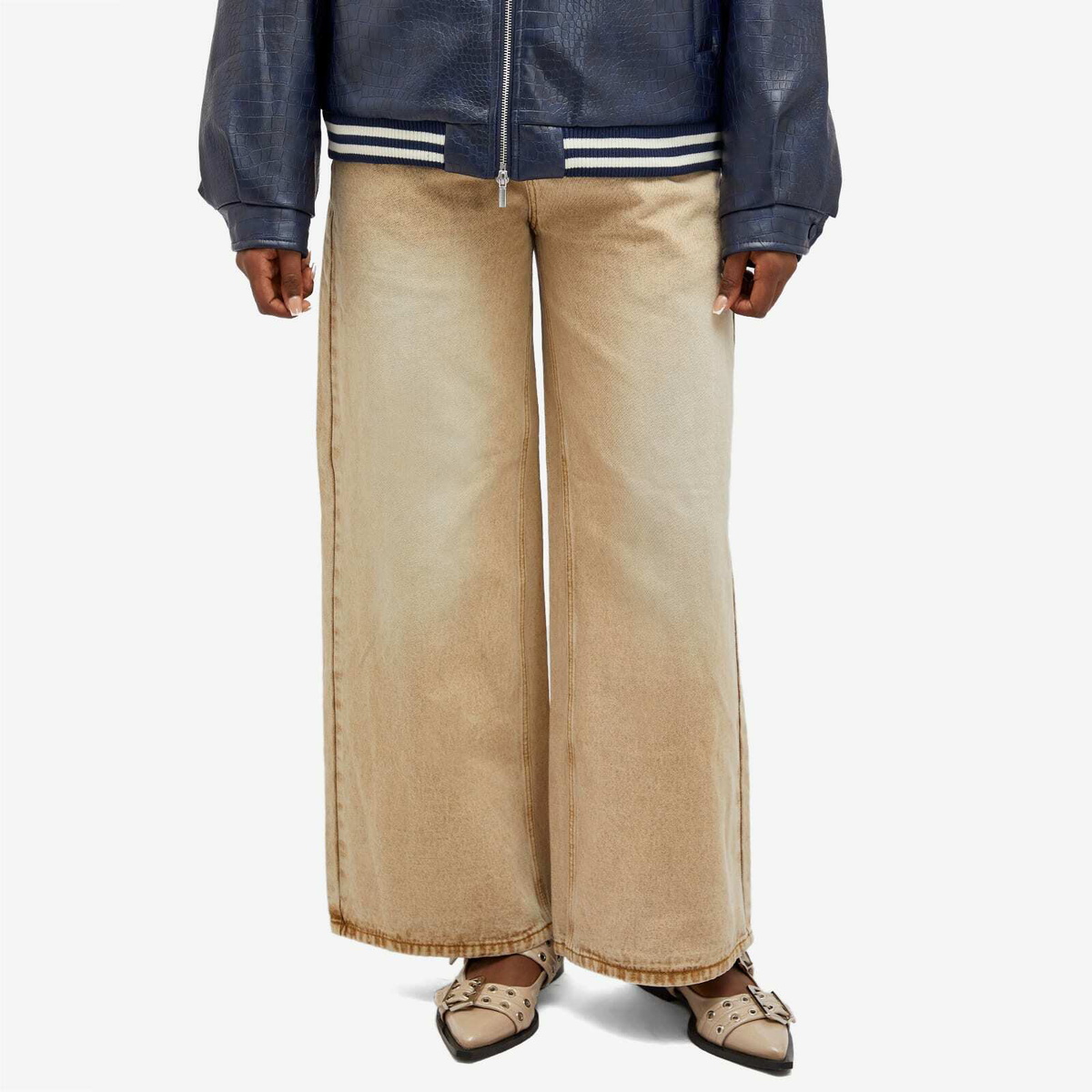 House Of Sunny Women's 02 Sandblast Wide Leg Denim in Sand House Of Sunny