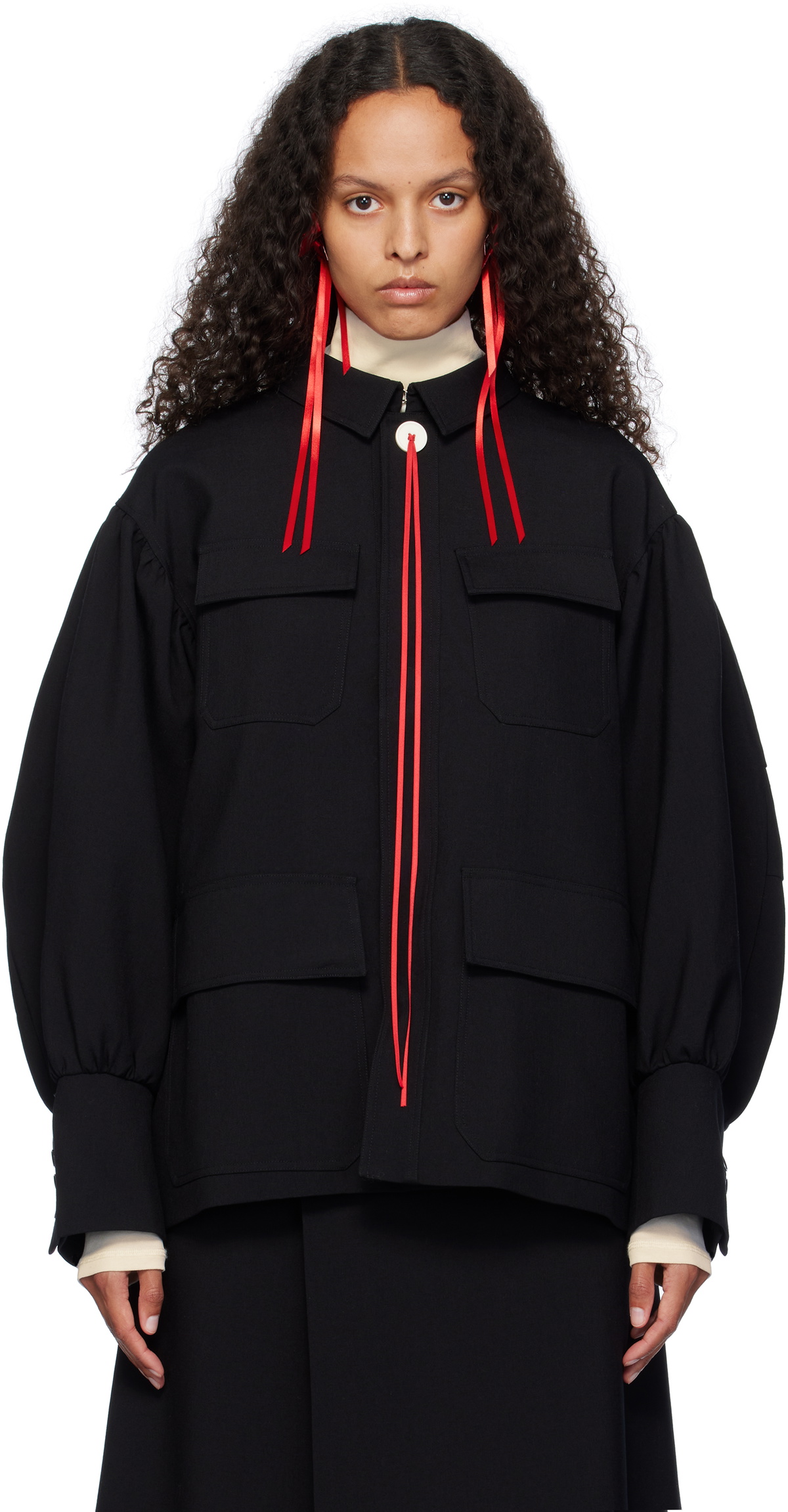 AO Yes Black Gathered Jacket