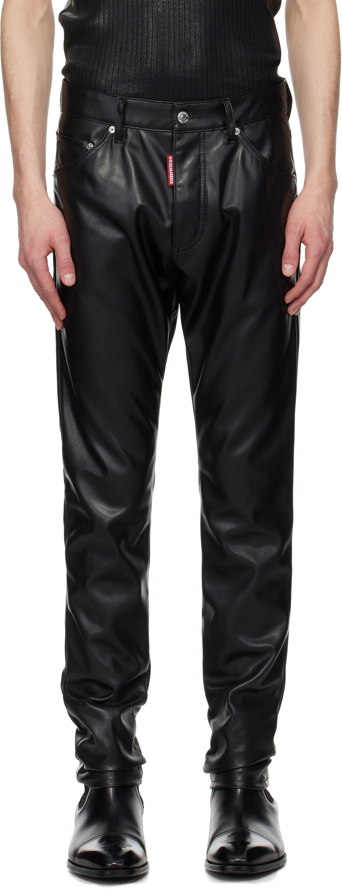 Dsquared2 Black Cool Guy Faux-Leather Pants Dsquared2