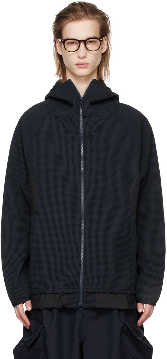 meanswhile Navy Funnel Neck Hoodie meanswhile