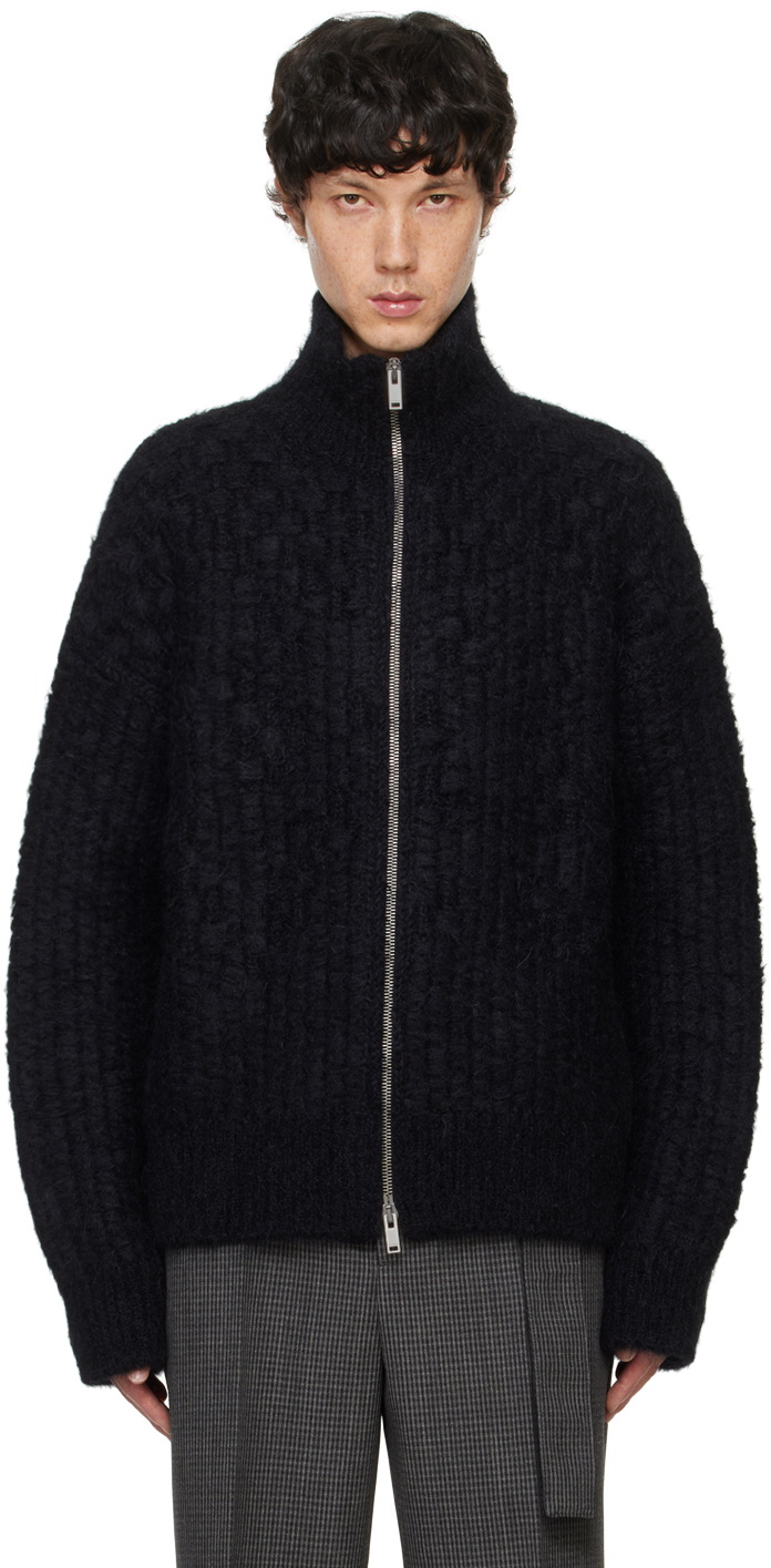 Jil Sander Black Zip-Up Sweater Jil Sander