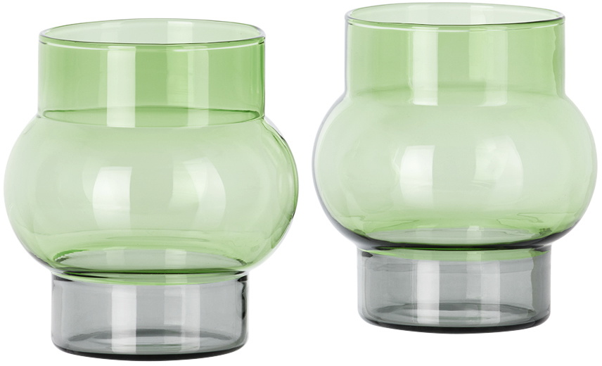 Tom Dixon Green Short Bump Glass Set Tom Dixon