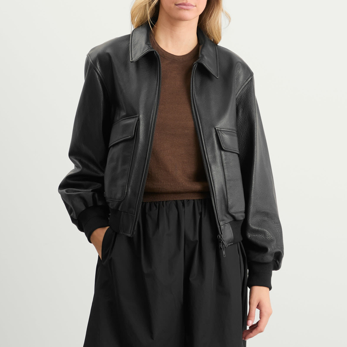 Nothing Written Women's Classic Leather Flight Jacket in Black NOTHING ...