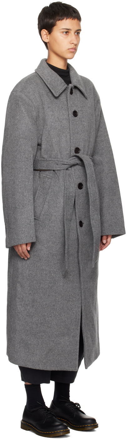AMOMENTO Gray Belted Coat AMOMENTO