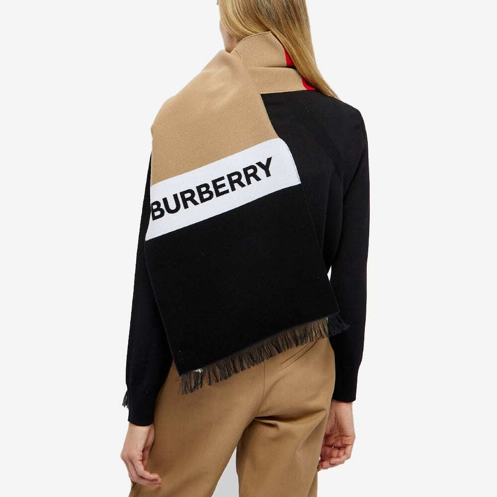 Burberry Women's Contrast Stripe Logo Scarf in Archive Beige Burberry