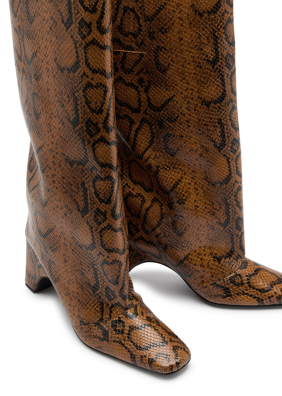 Coperni Bridge 50 Python-effect Leather Knee-high Boots Brown Coperni