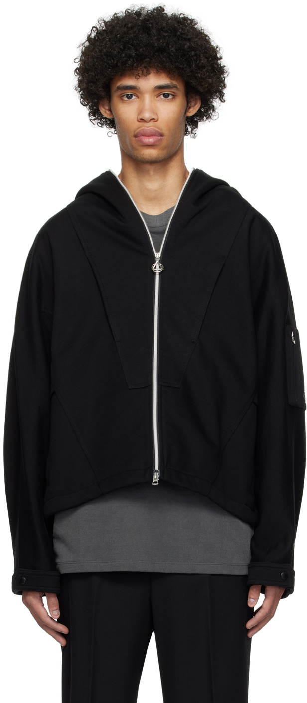 Solid Homme Black Hooded Jacket Solid Homme