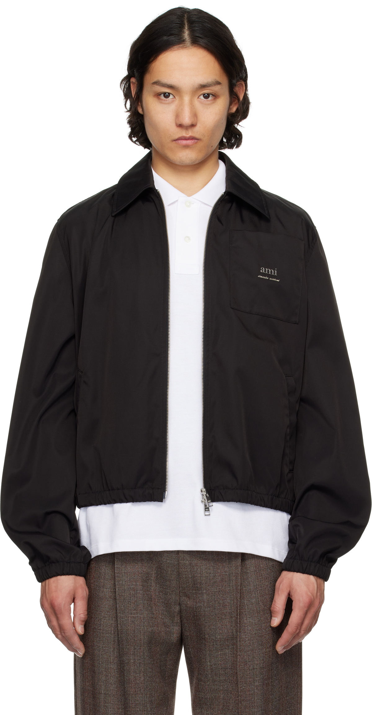 AMI Paris Black 'Ami' Zipped Jacket AMI