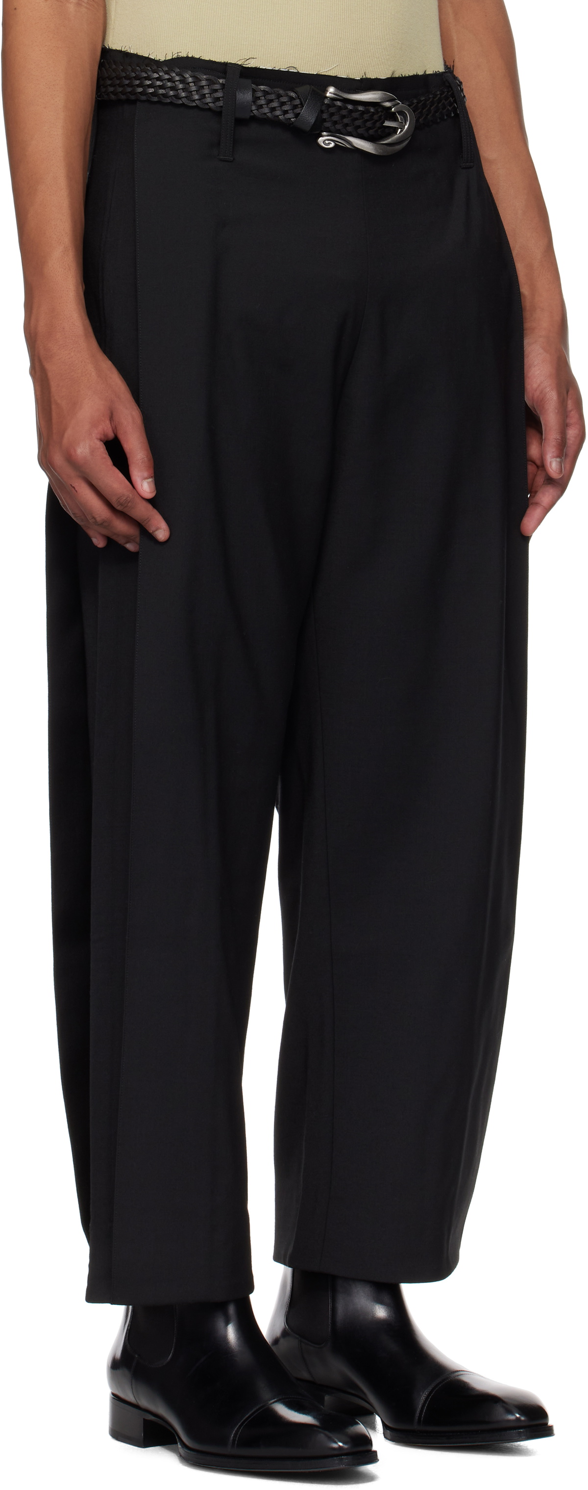 Fax Copy Express Black Structured Tailored Trousers Fax Copy Express