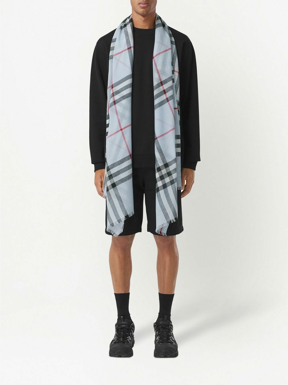 BURBERRY - Giant Check Wool And Silk Blend Scarf Burberry