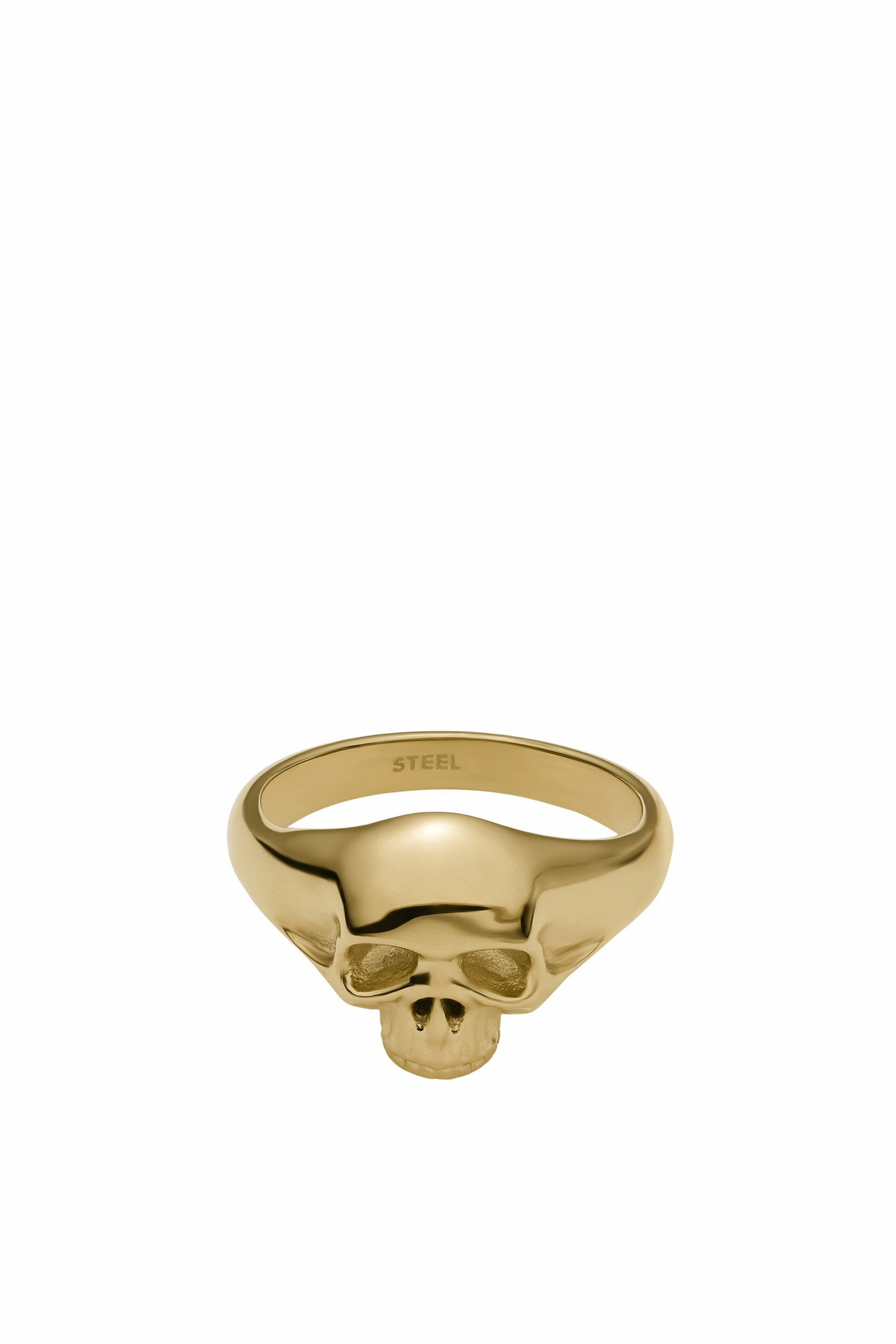 Diesel Gold Stainless Steel Skull Ring - Rings Mens in Oro Diesel