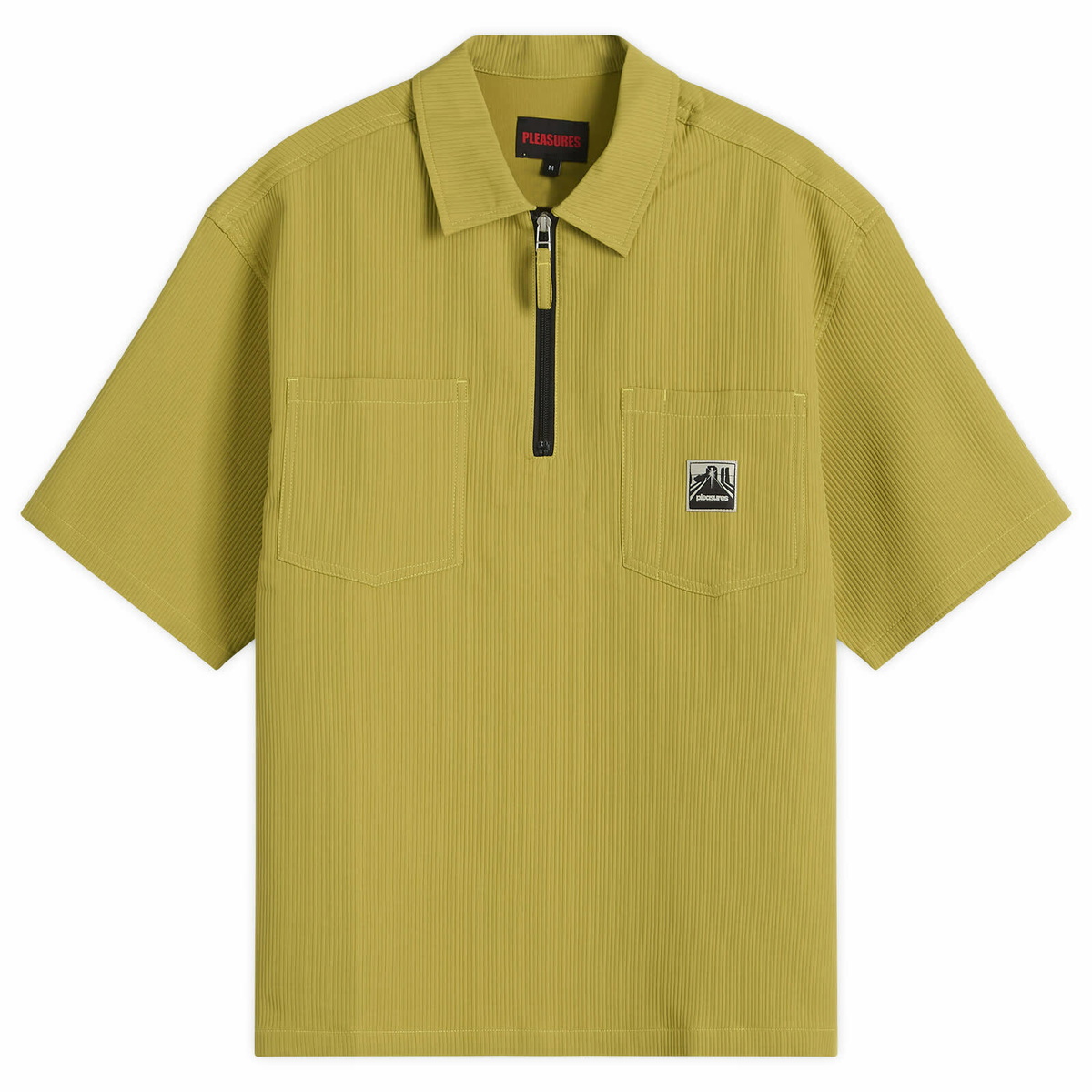 Pleasures Men's Electron Half Zip Shirt in Olive PLEASURES