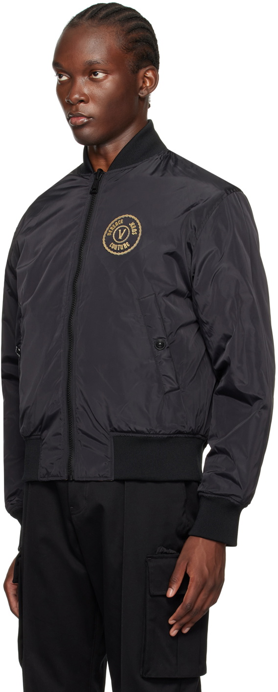 Versace Jeans Couture Black Chromo Couture Reversible Bomber Jacket Versace