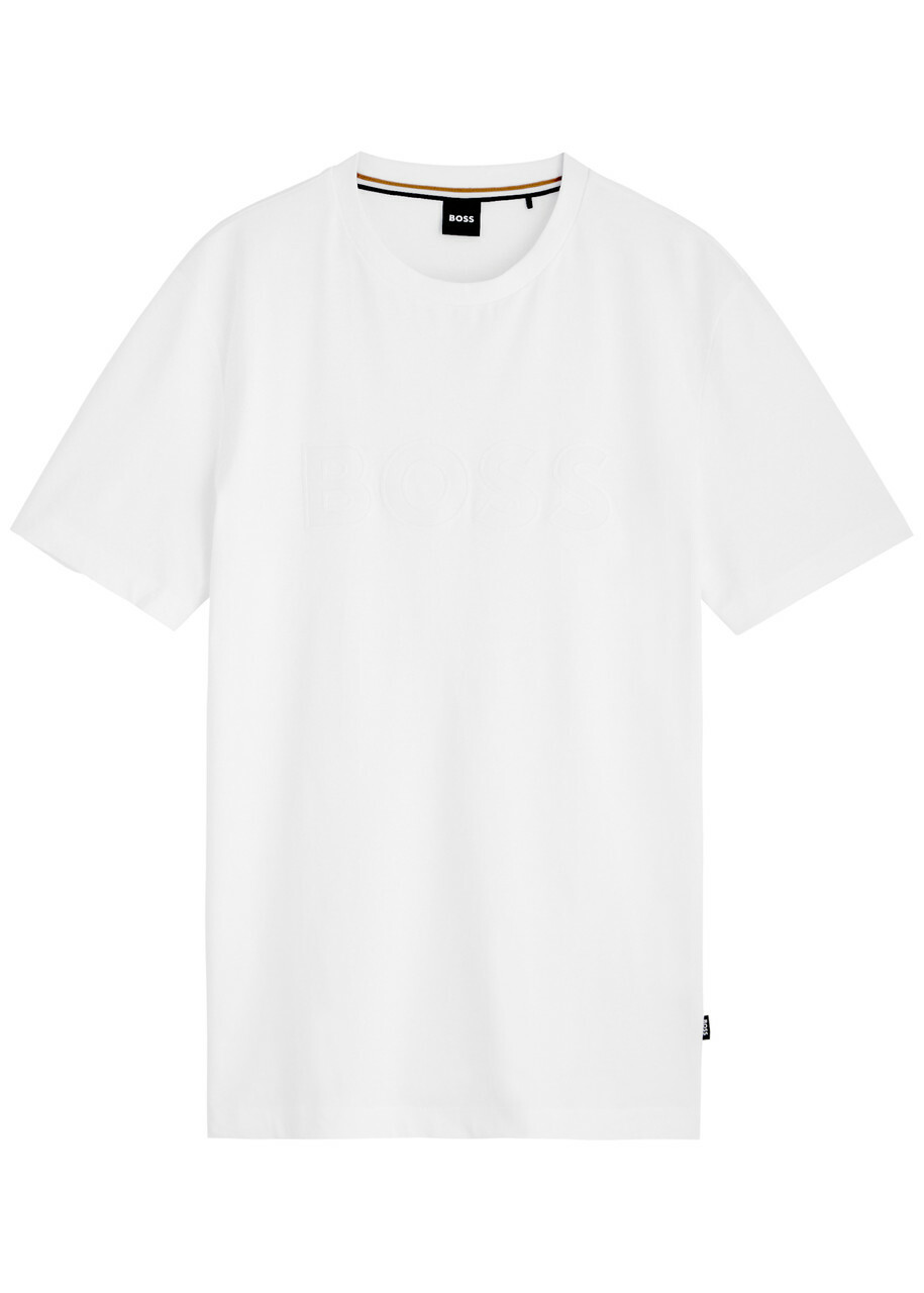 Boss Logo-appliquéd Cotton T-shirt White BOSS