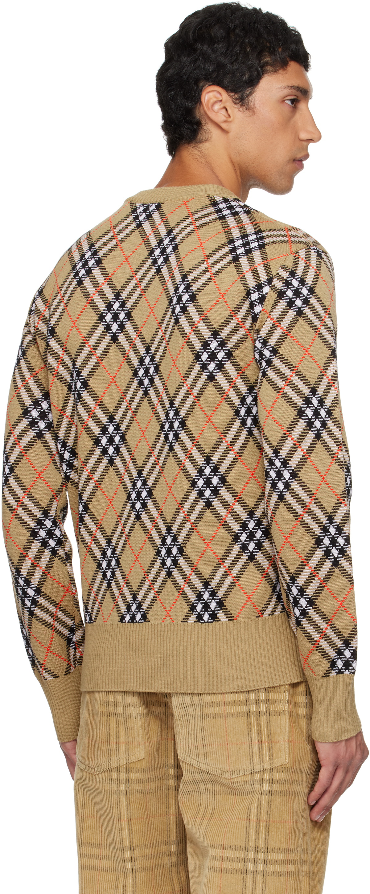 Burberry Beige Check Wool Sweater Burberry