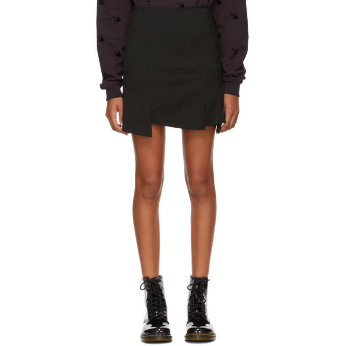 McQ Alexander McQueen Black Cut Up Zip Miniskirt McQ Alexander McQueen
