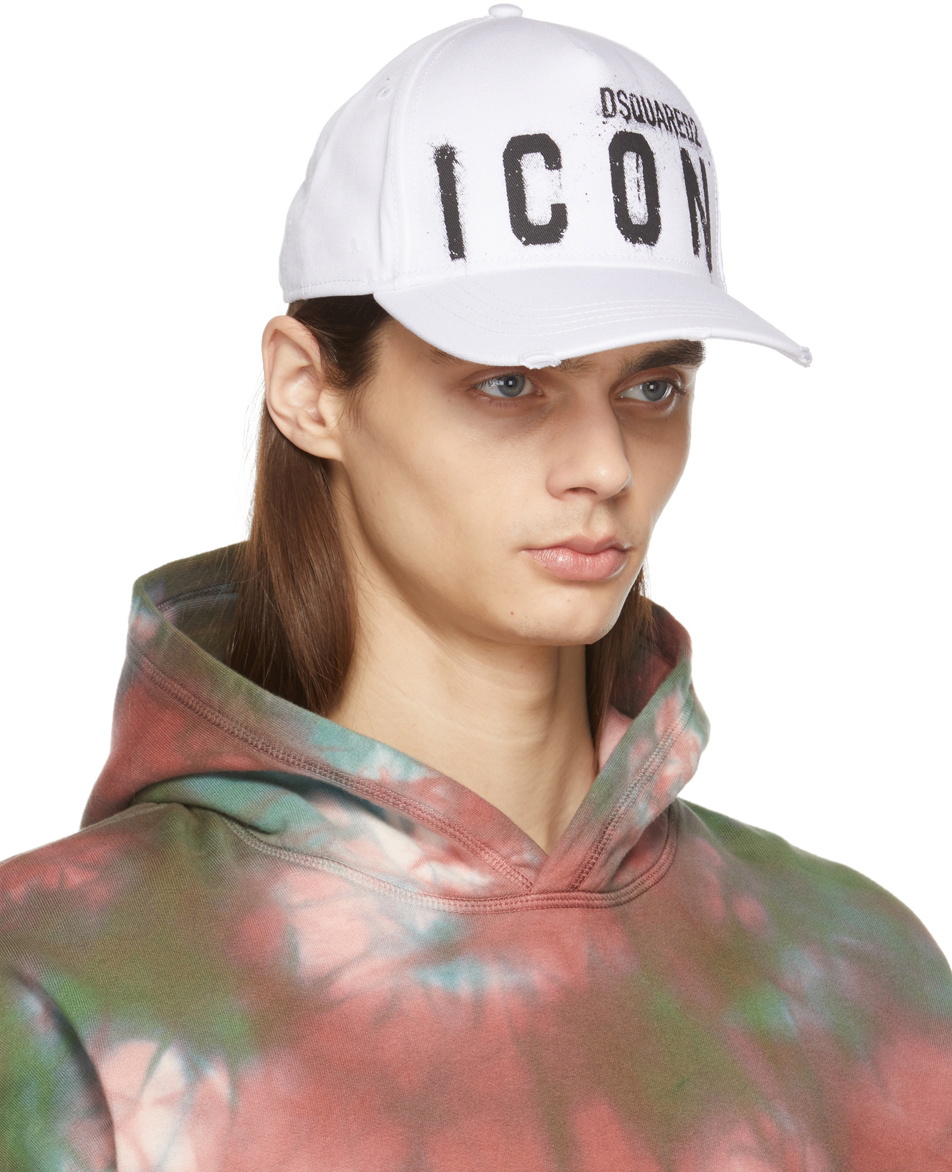 Dsquared2 White & Black Spray Logo Cap Dsquared2