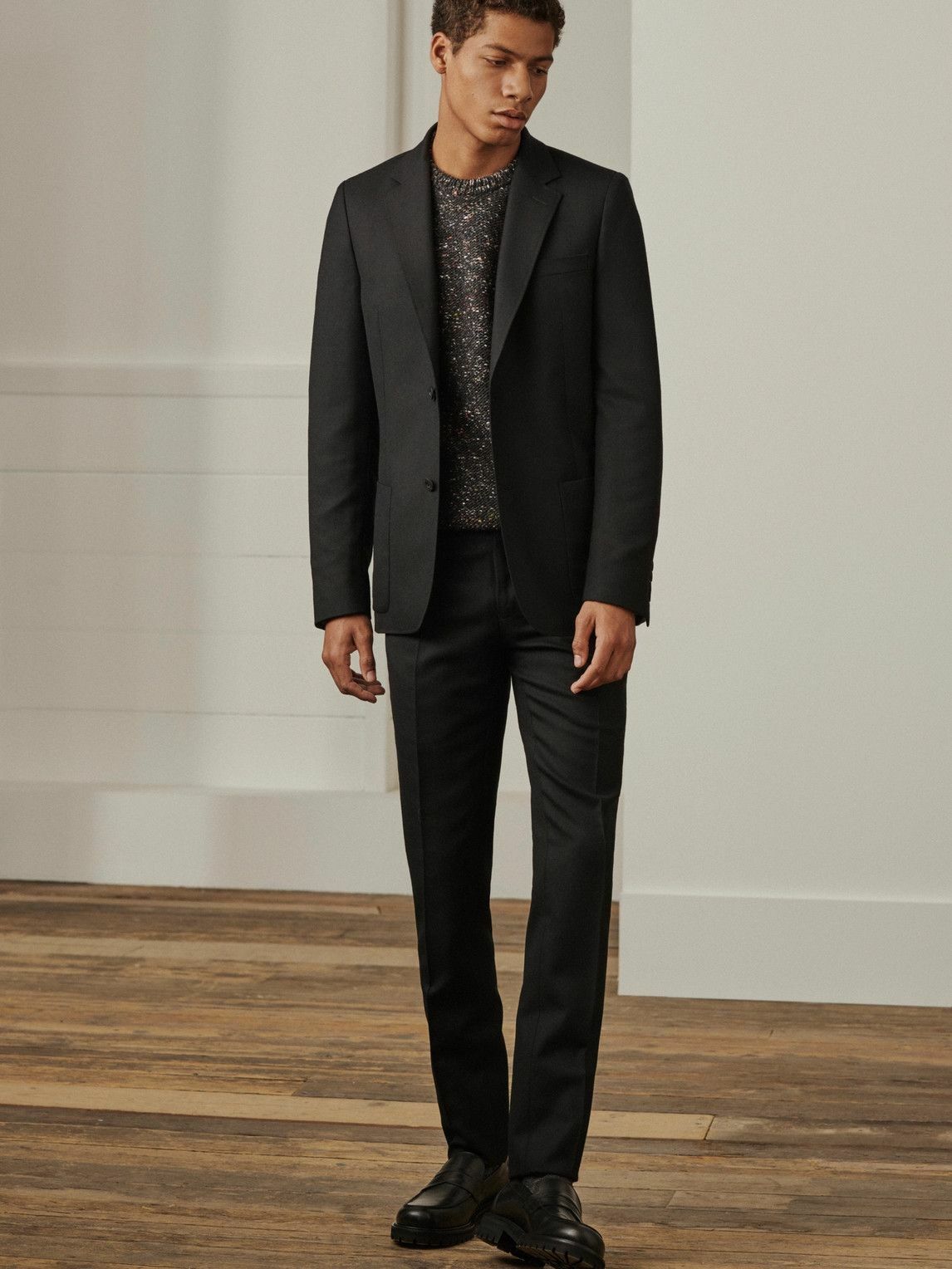 Mr P. - Black Unstructured Worsted Wool Blazer - Black Mr P.