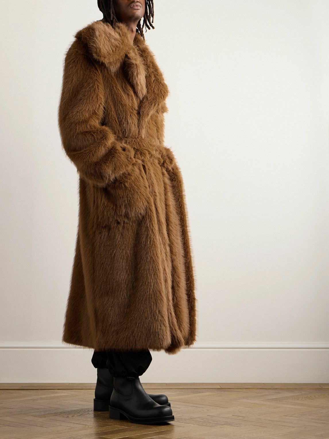Simone Rocha - Belted Faux Fur Coat - Brown Simone Rocha