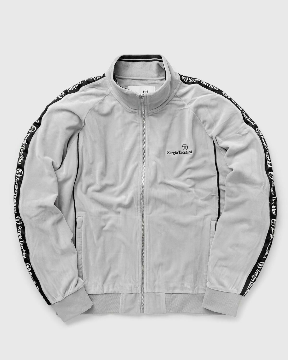 Sergio Tacchini Logo Velour Track Jacket Grey - Mens - Track Jackets ...