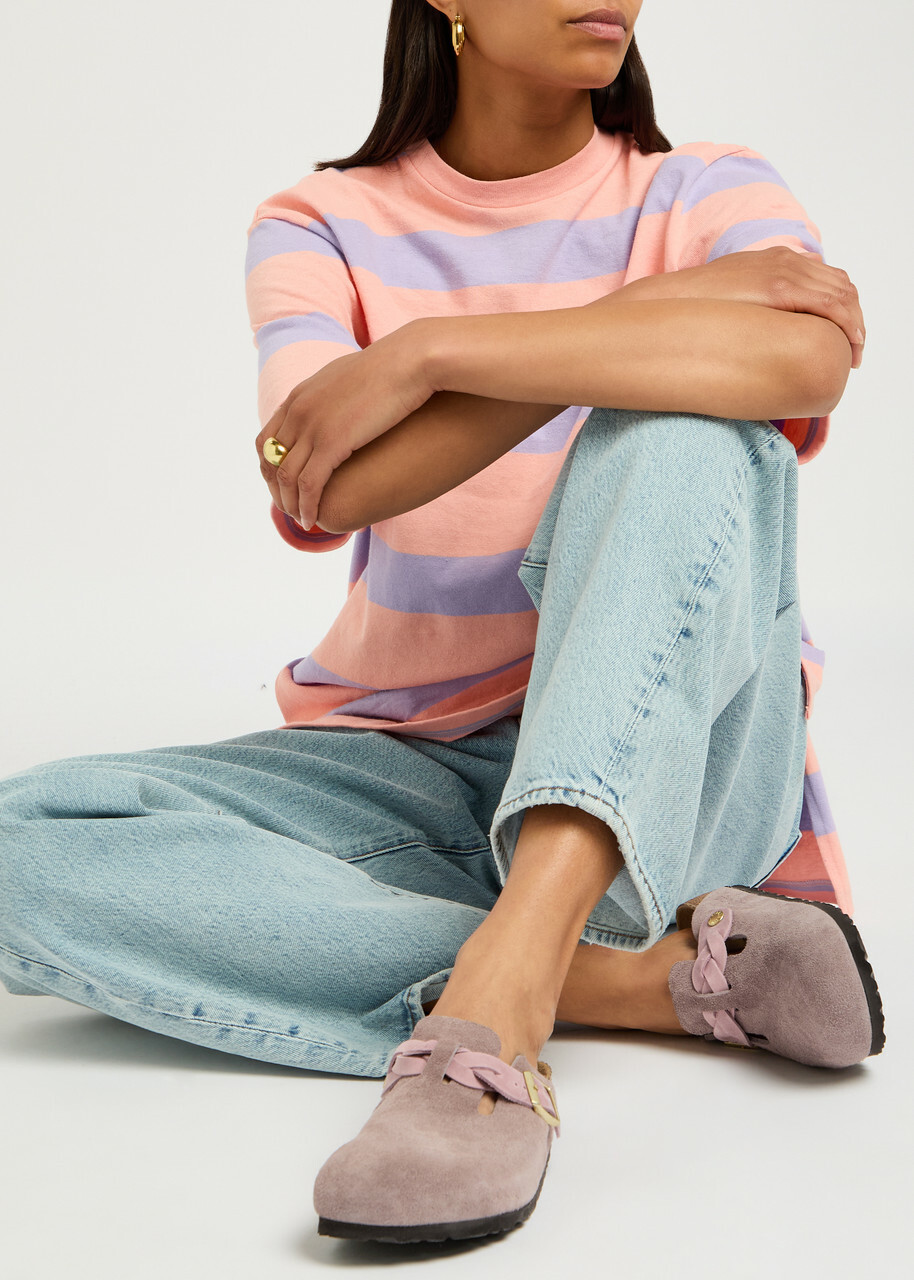 Birkenstock Boston Two-toned Suede Sliders Lilac Birkenstock