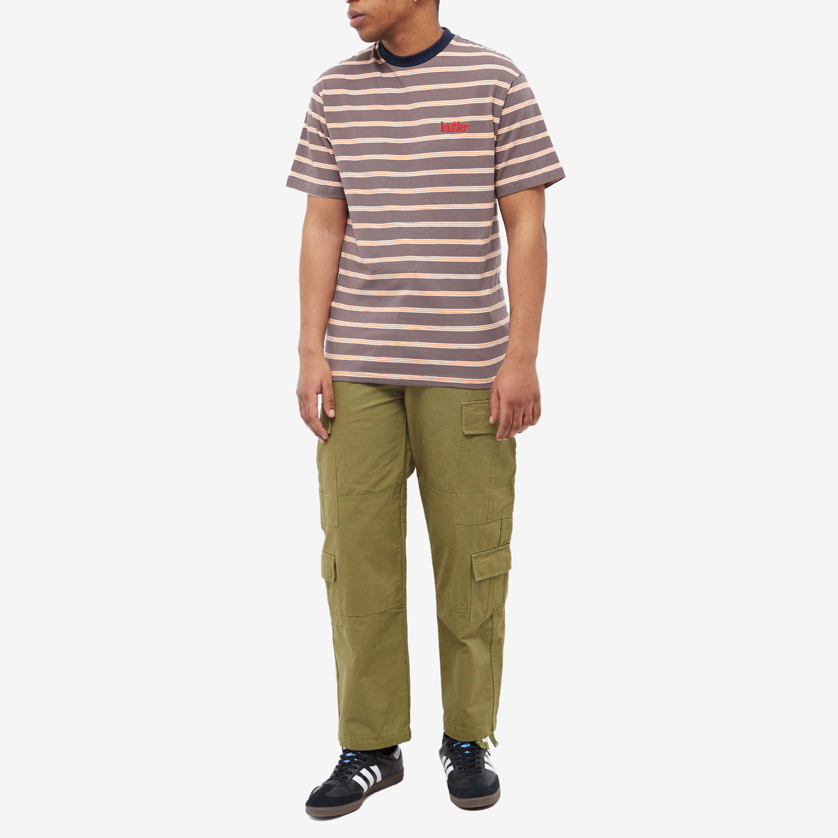 Butter Goods Men's Hyde Stripe T-Shirt in Brown Butter Goods