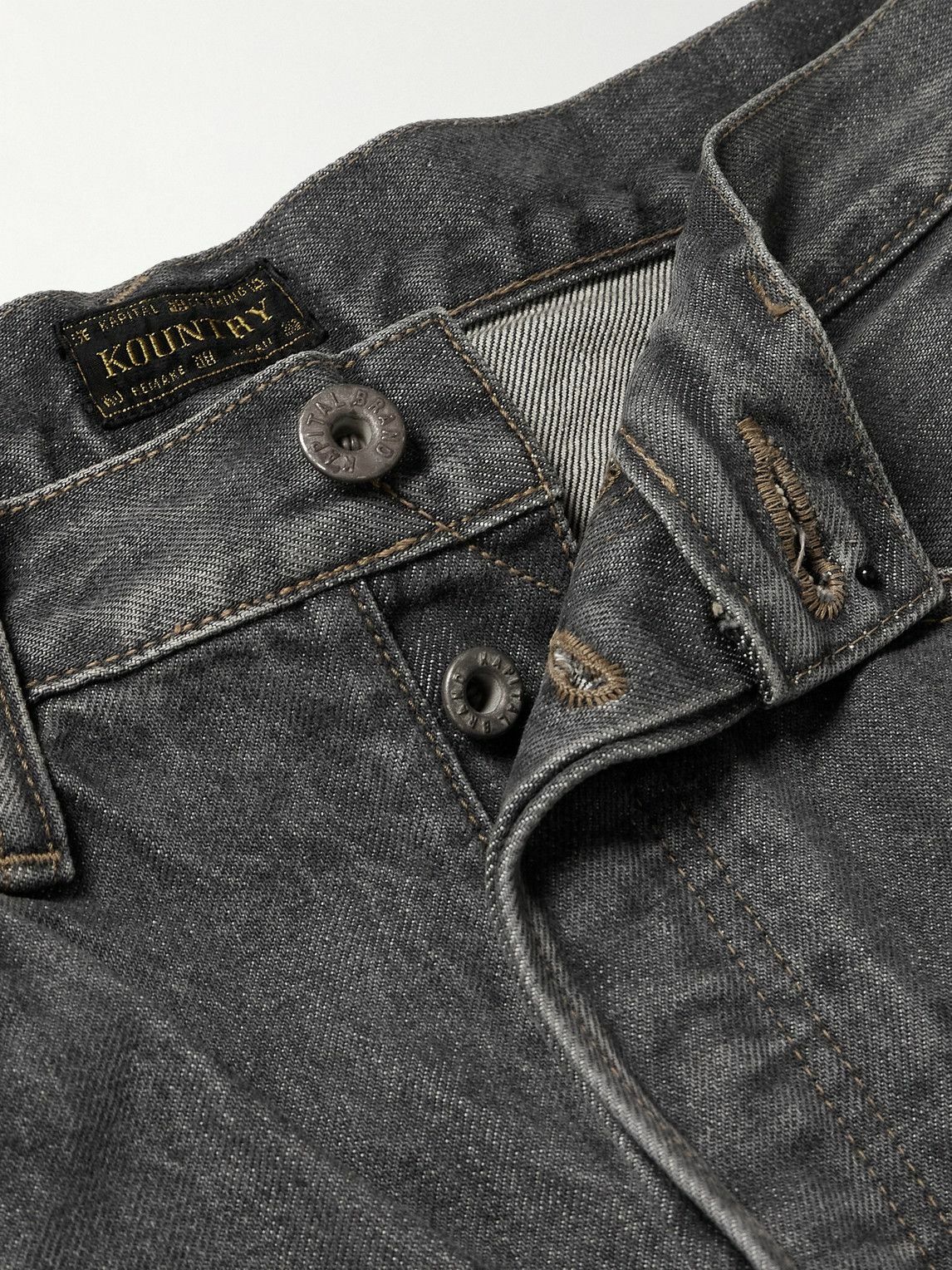 KAPITAL - Slim-Fit Embroidered Denim Jeans - Black KAPITAL