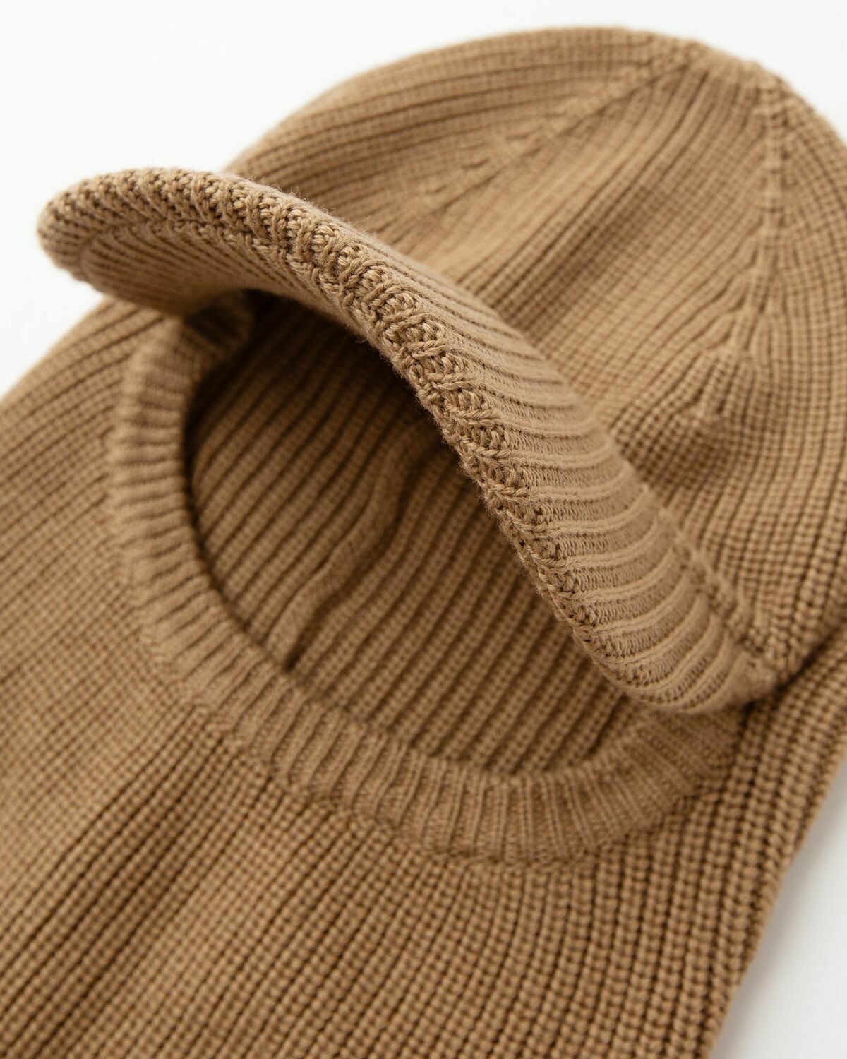 Lacoste Ribbed Wool Balaclava With Visor Brown Balaclavas Lacoste