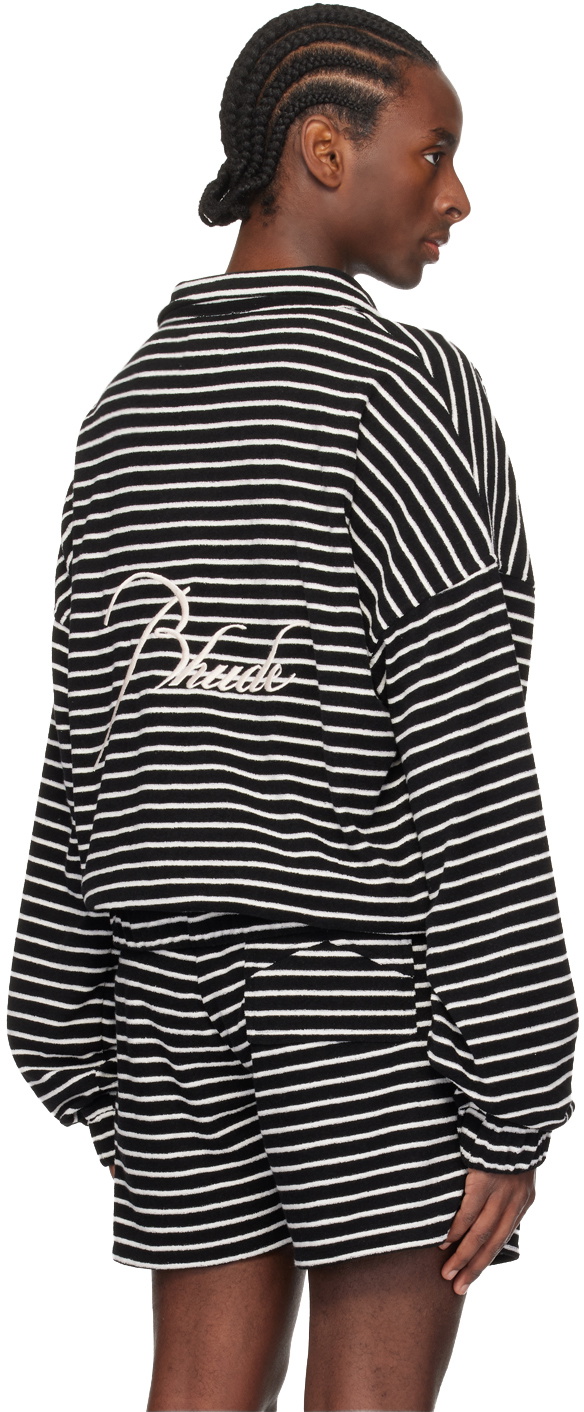 Rhude Black & White Striped Polo Rhude