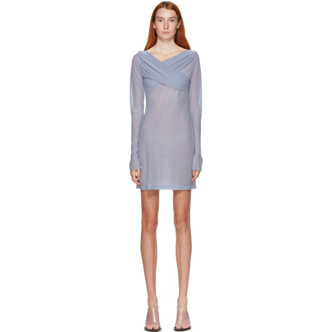 Nensi Dojaka SSENSE Exclusive Blue Draped Dress Nensi Dojaka