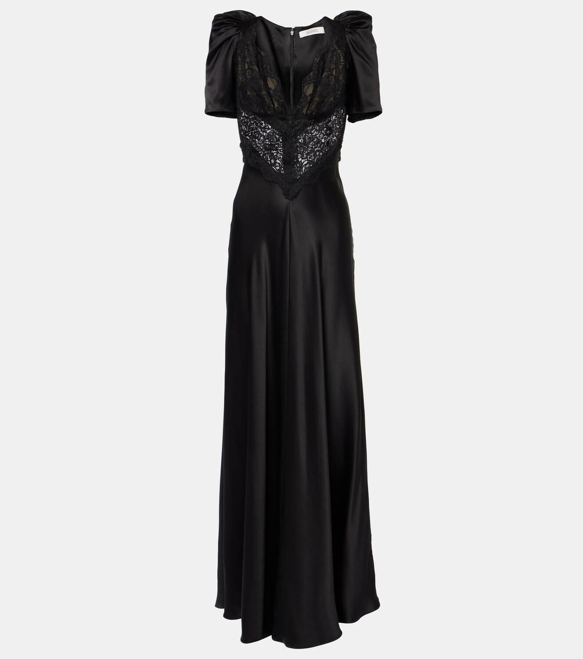 Rodarte Lace-trimmed silk charmeuse gown Rodarte