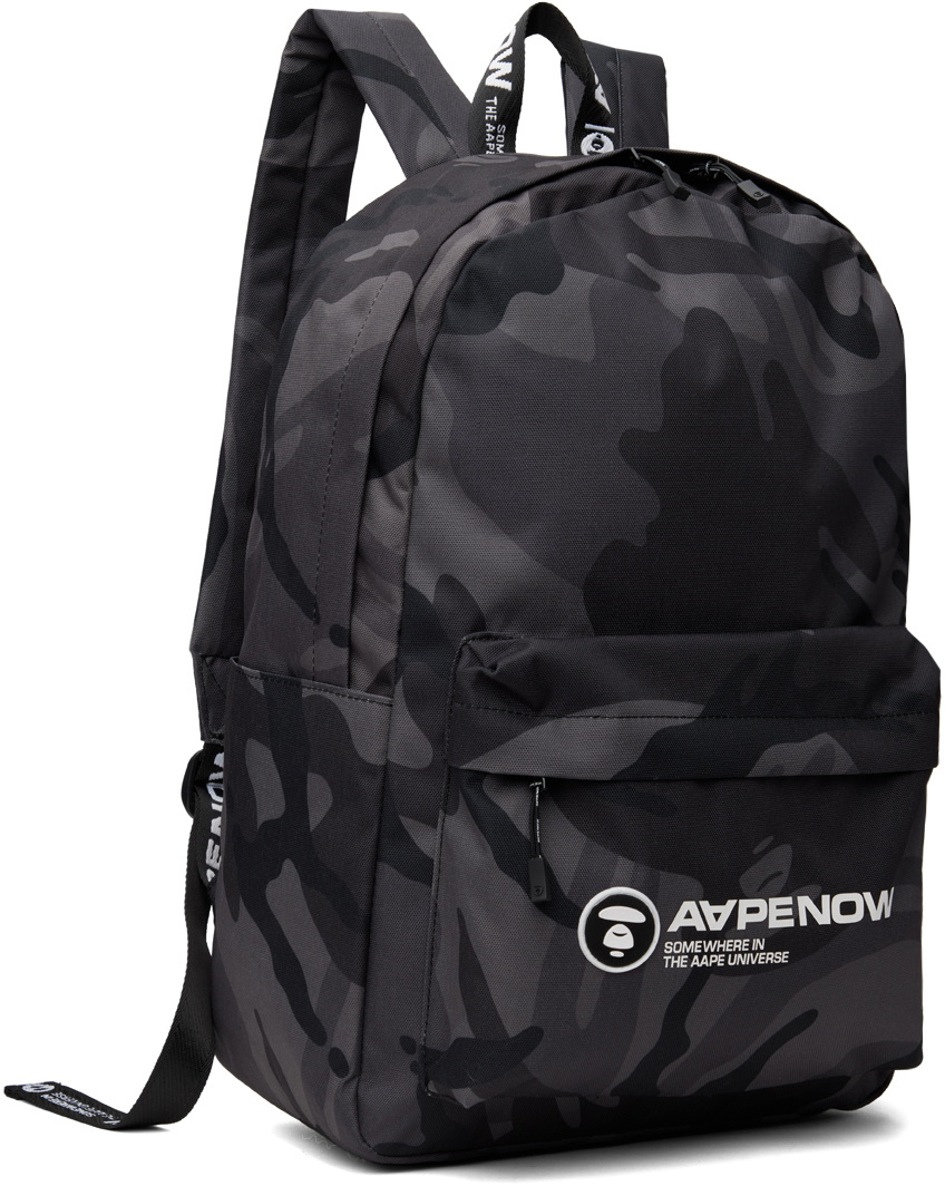 AAPE by A Bathing Ape Black Moonface Patch Camo Backpack AAPE by A ...