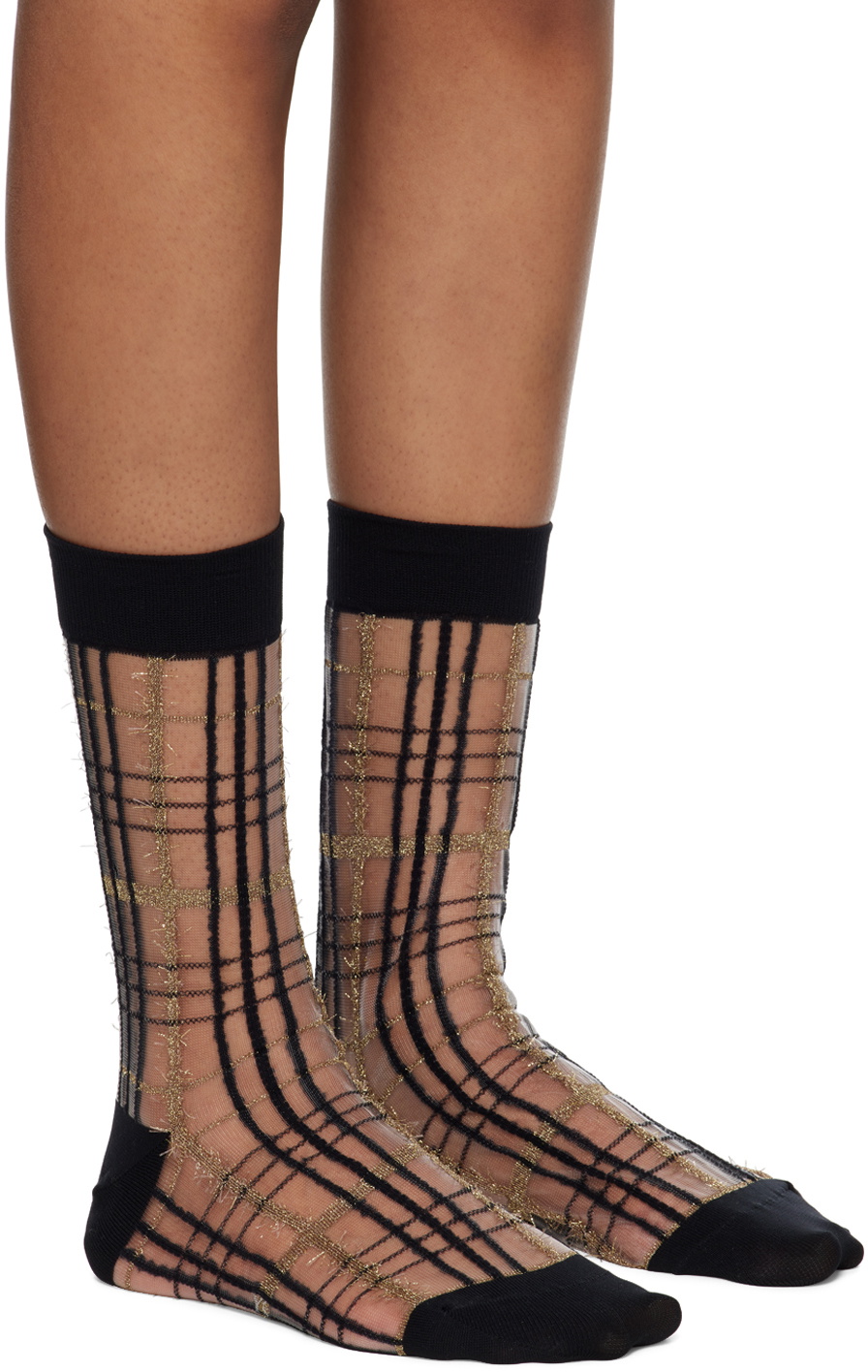 Y's Black Plaid Socks Y's For Men