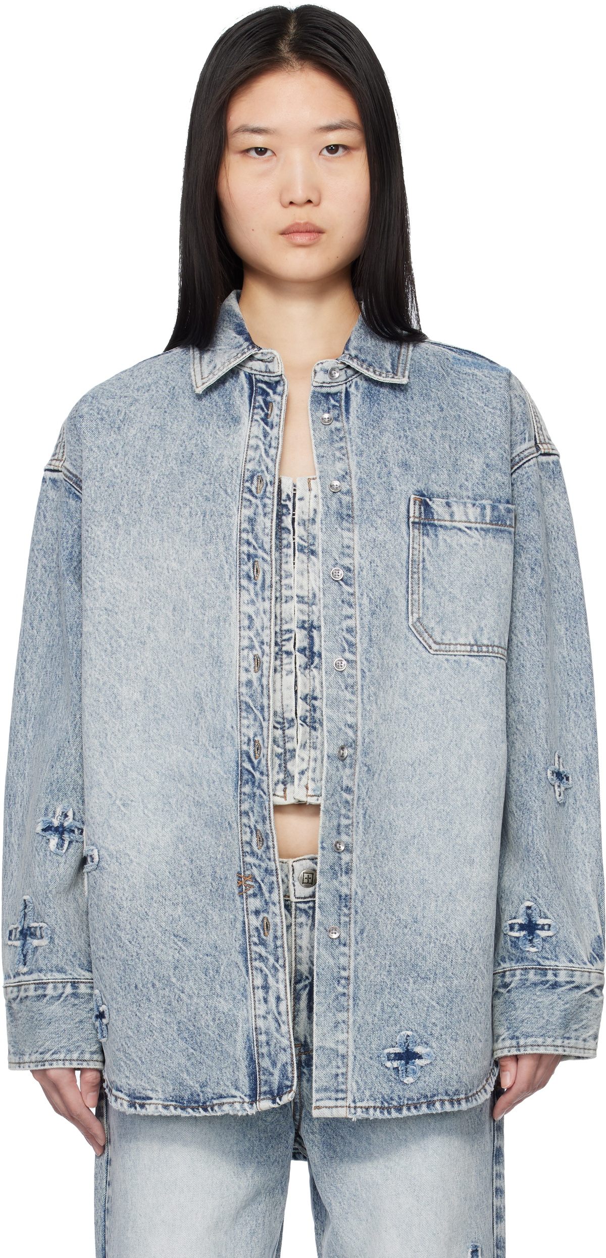 Ksubi Blue Oversized Klassic Kraftwerk Denim Shirt Ksubi