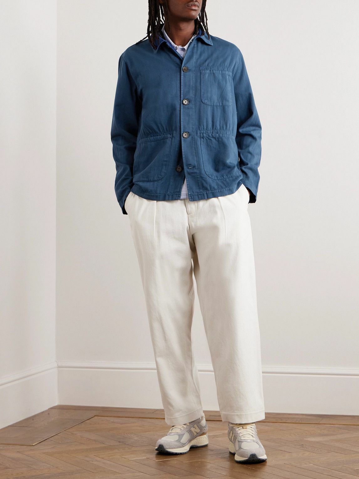 Universal Works - Garment-Dyed Herringbone Cotton Field Jacket - Blue Universal Works