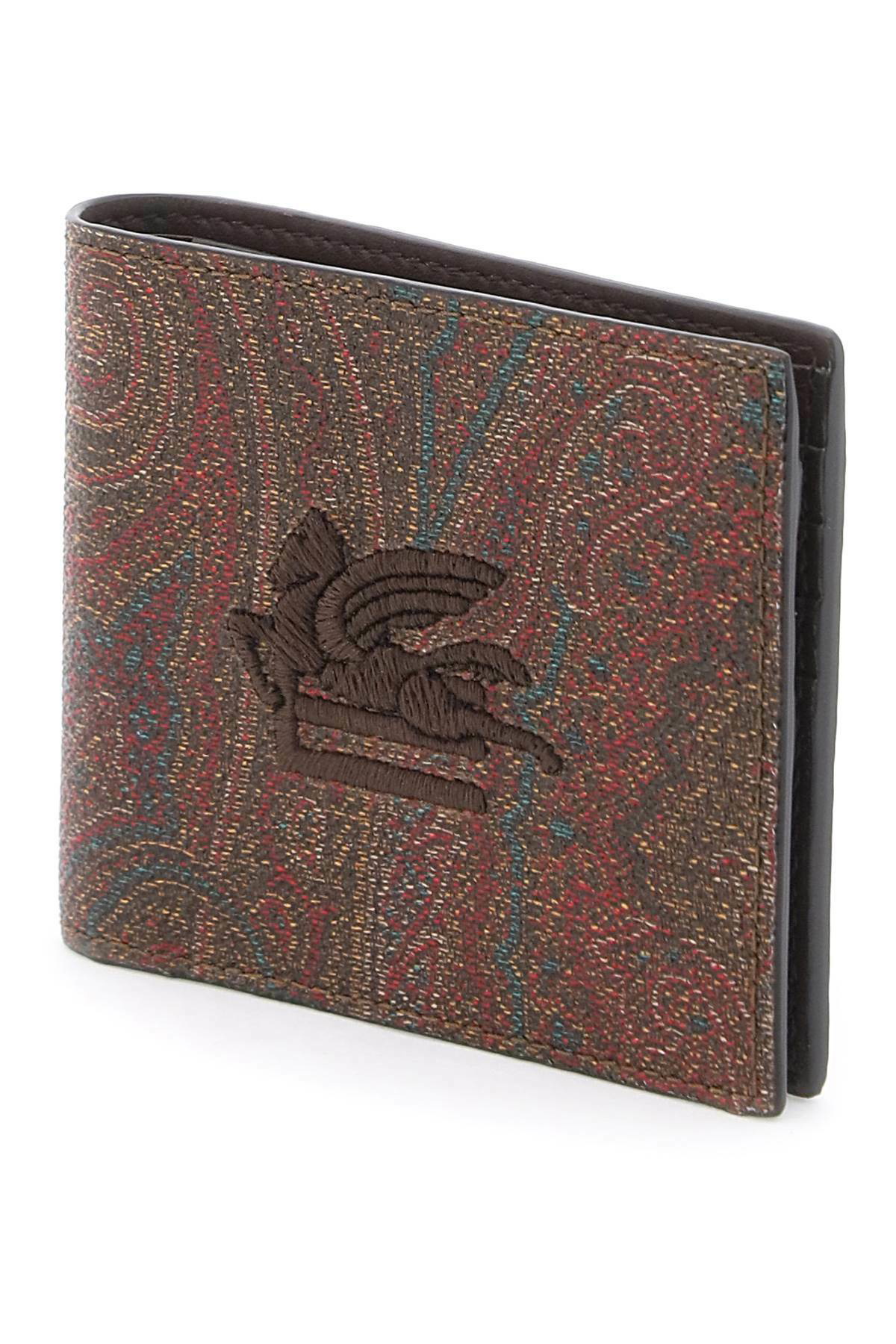 ETRO paisley bifold wallet with pegaso logo Brown Etro