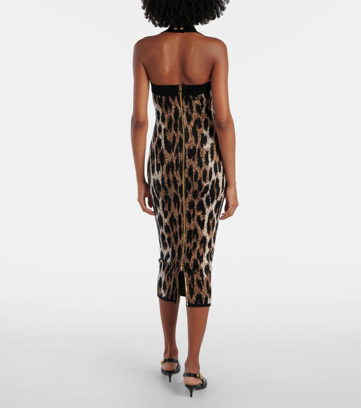 Balmain Animal-printed halterneck maxi dress Balmain