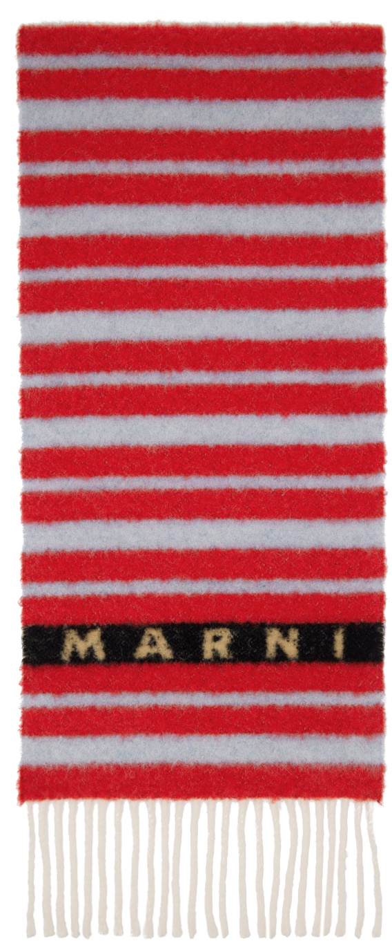 Marni Red & Blue Striped Scarf Marni