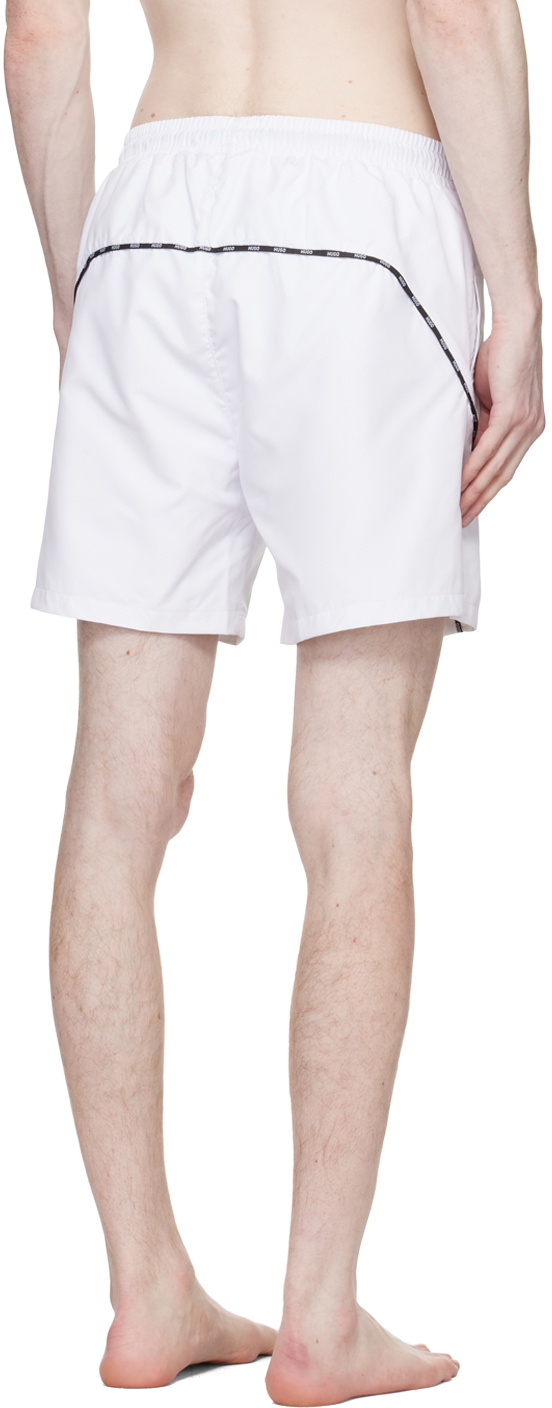 Hugo White Race Swim Shorts Hugo Boss