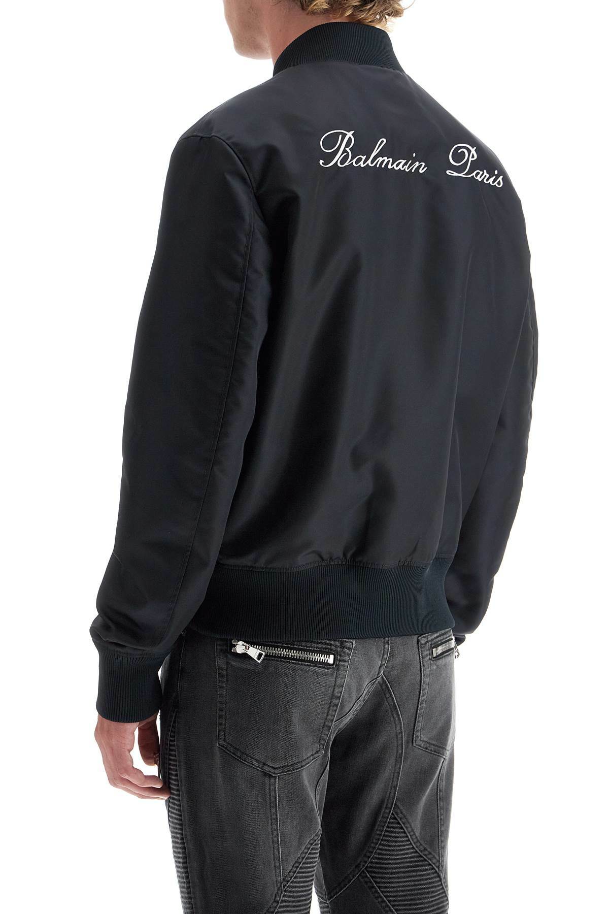 BALMAIN lightweight bomber jacket with embroidery Black Balmain