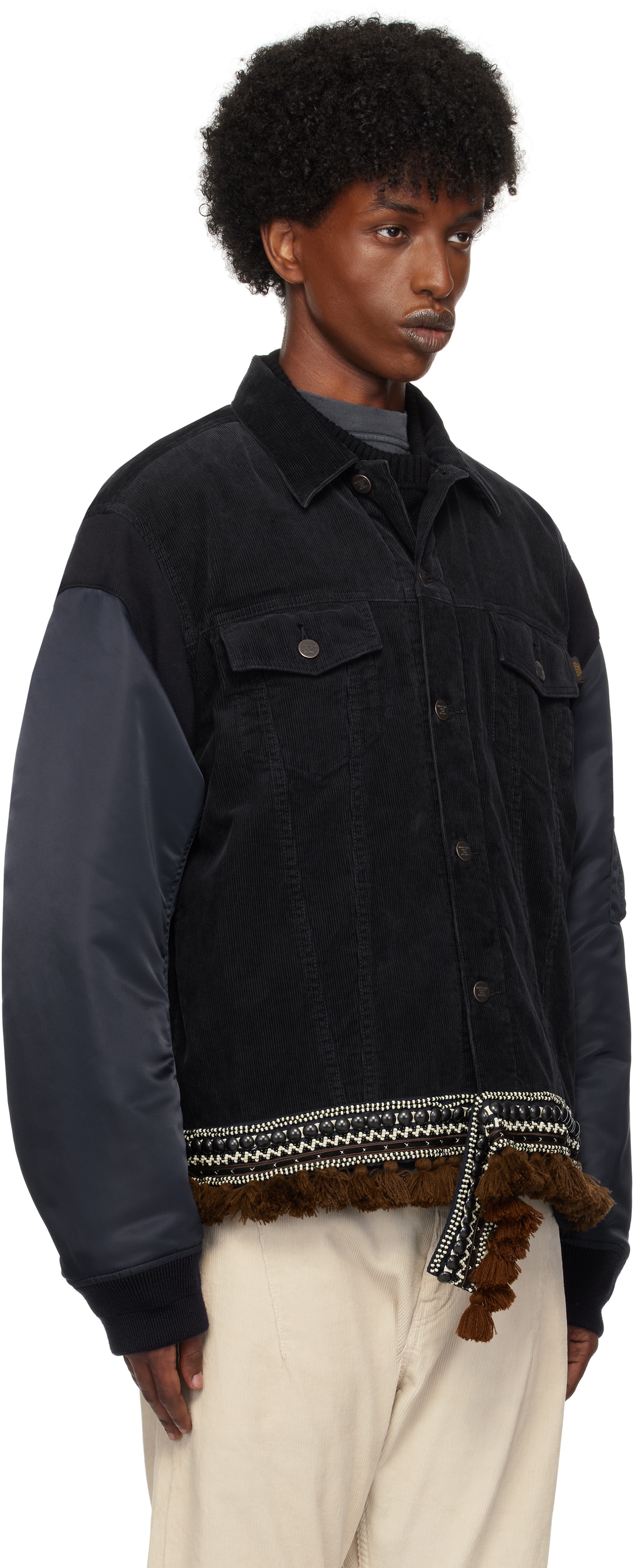 UNDERCOVER Navy Contrast Hem Bomber Jacket Undercover