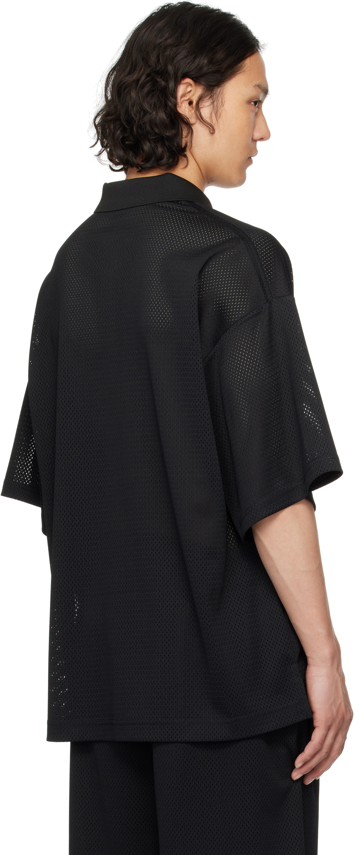 Alexander Wang Black Athletic Mesh Logo Polo Alexander Wang