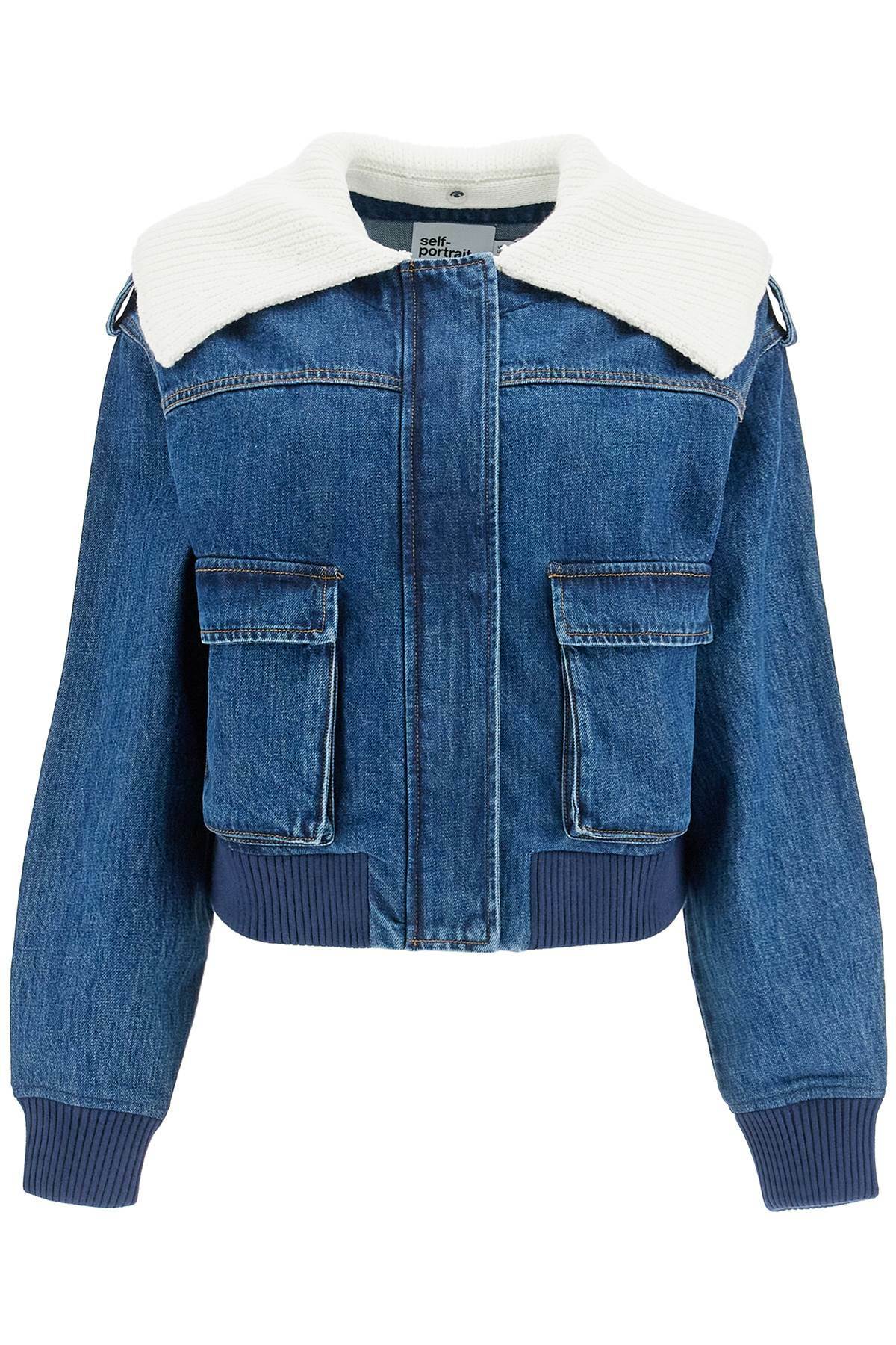 SELF PORTRAIT denim bomber jacket for Blue Self-Portrait