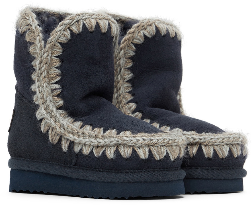Mou Baby Navy Suede Ankle Boots Mounser