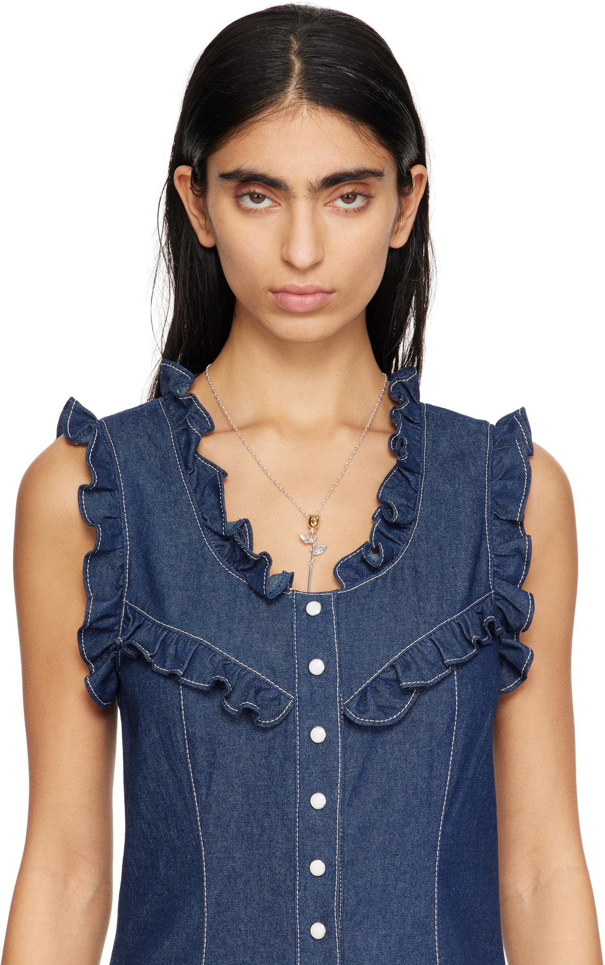 AMBUSH Silver Pearl Heart Charm Necklace Ambush