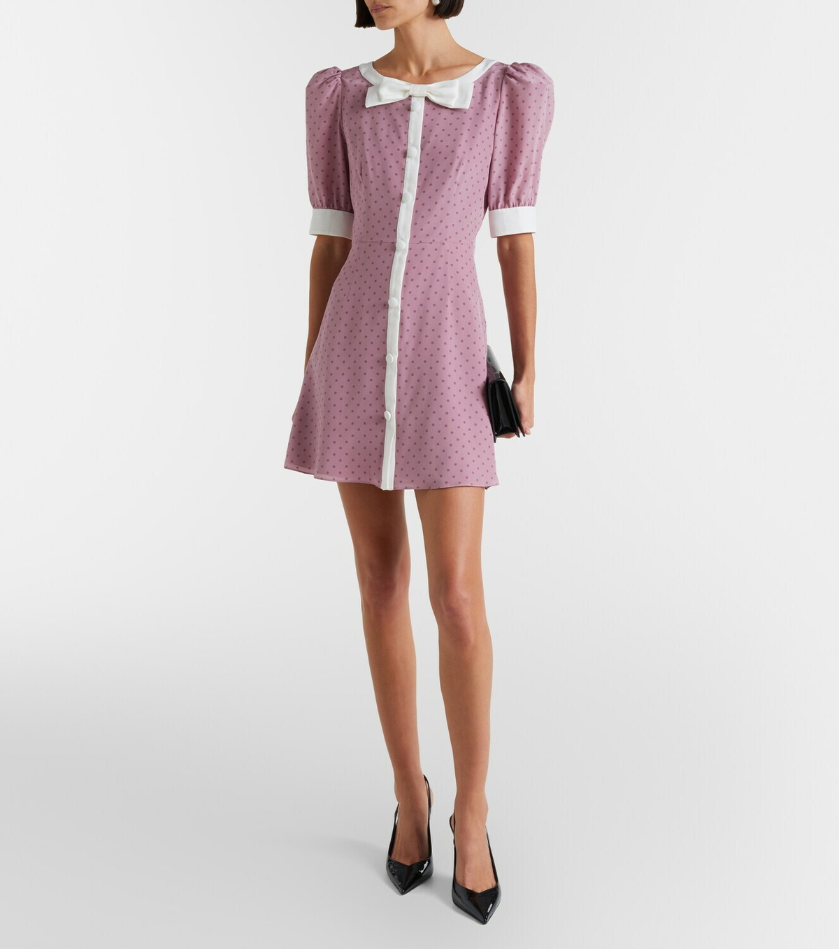 Alessandra Rich Bow-detail polka-dot silk minidress Alessandra Rich