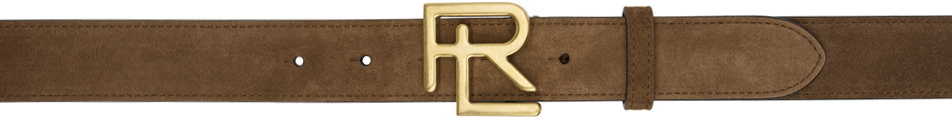 Ralph Lauren Purple Label Brown RL-Buckle Calf-Suede Belt Ralph Lauren ...